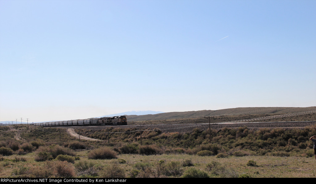 Westbound UP grain train, Rawlins WY